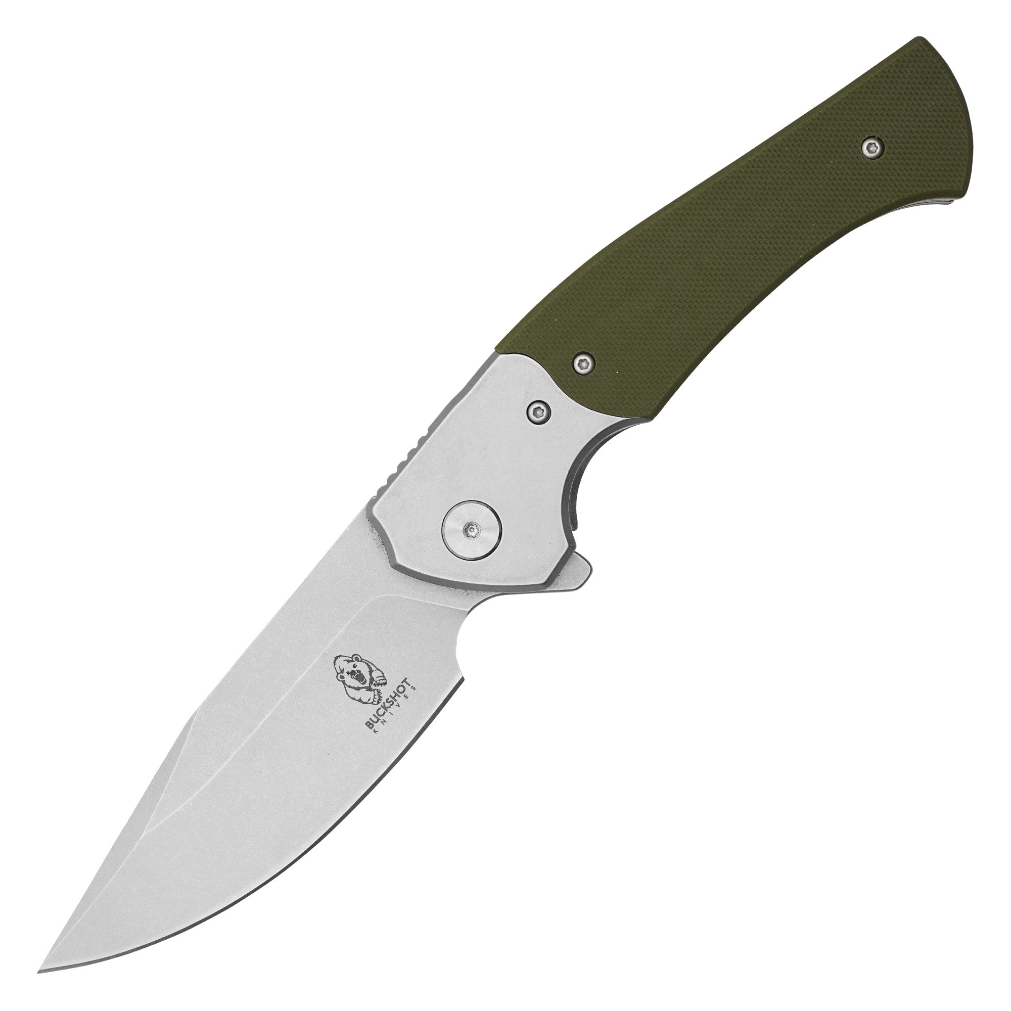 Buckshot Knives - 8.75" 2-Tone Green D2 Steel | Ball Bearing Pocket Kn ...