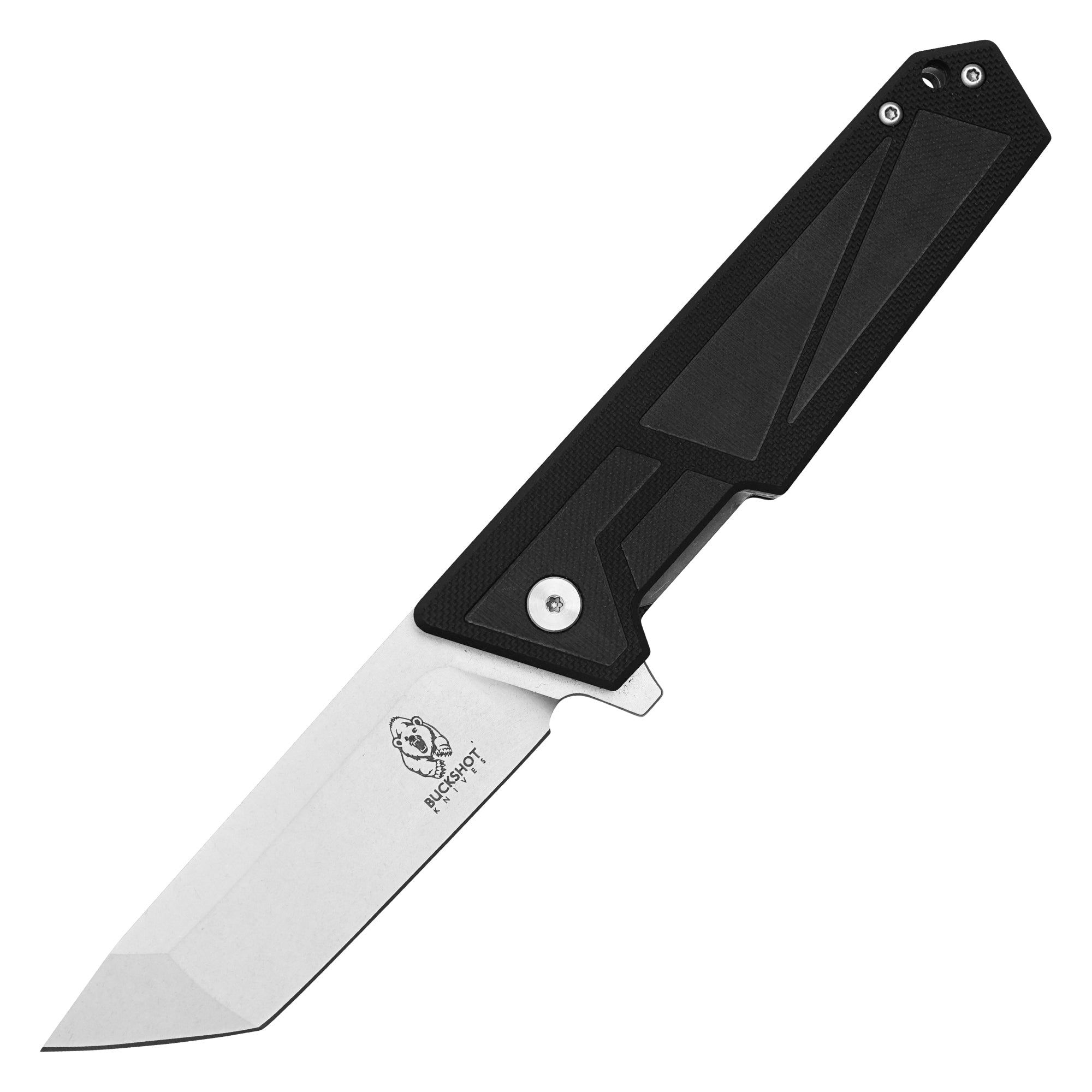 Buckshot Knives - 8" Black D2 Tanto | Ball Bearing Pocket Knife – Neptune