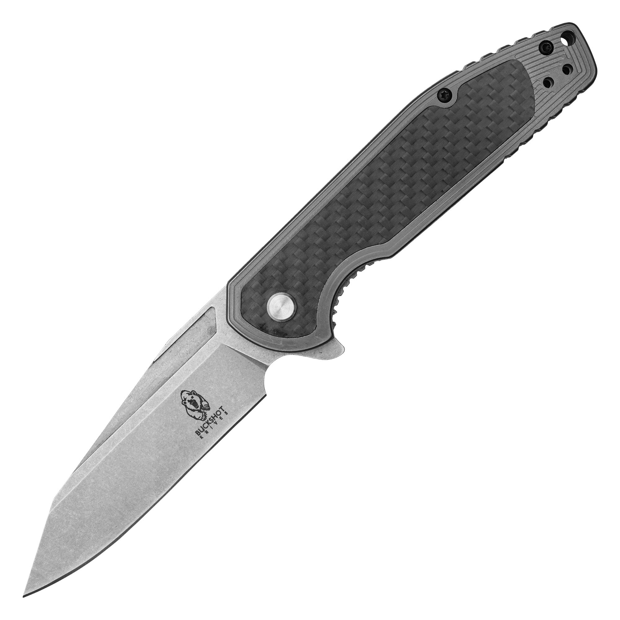 Buckshot Knives - 8.25" Gray Carbon Fiber D2 Steel | Ball Bearing Pock ...