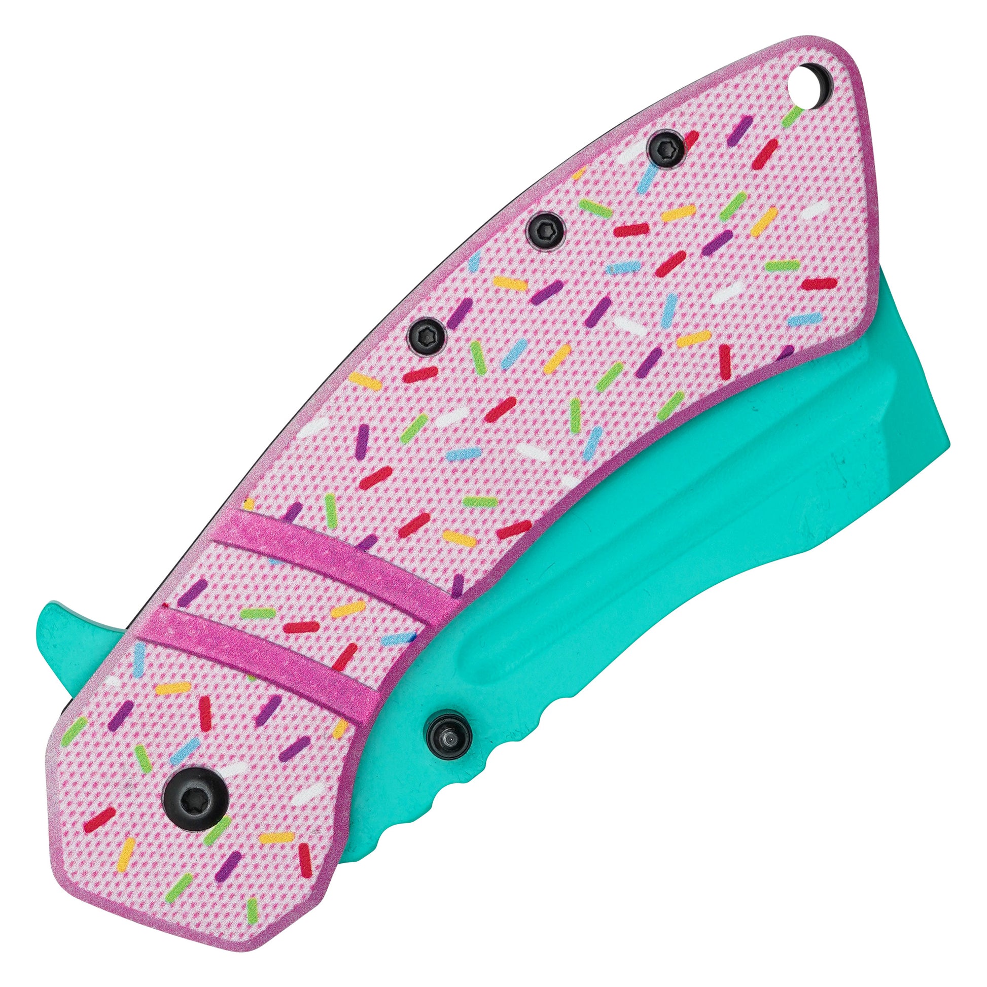 Buckshot Knives - 8" Pink Sprinkles | Spring Assisted Pocket Cleaver ...