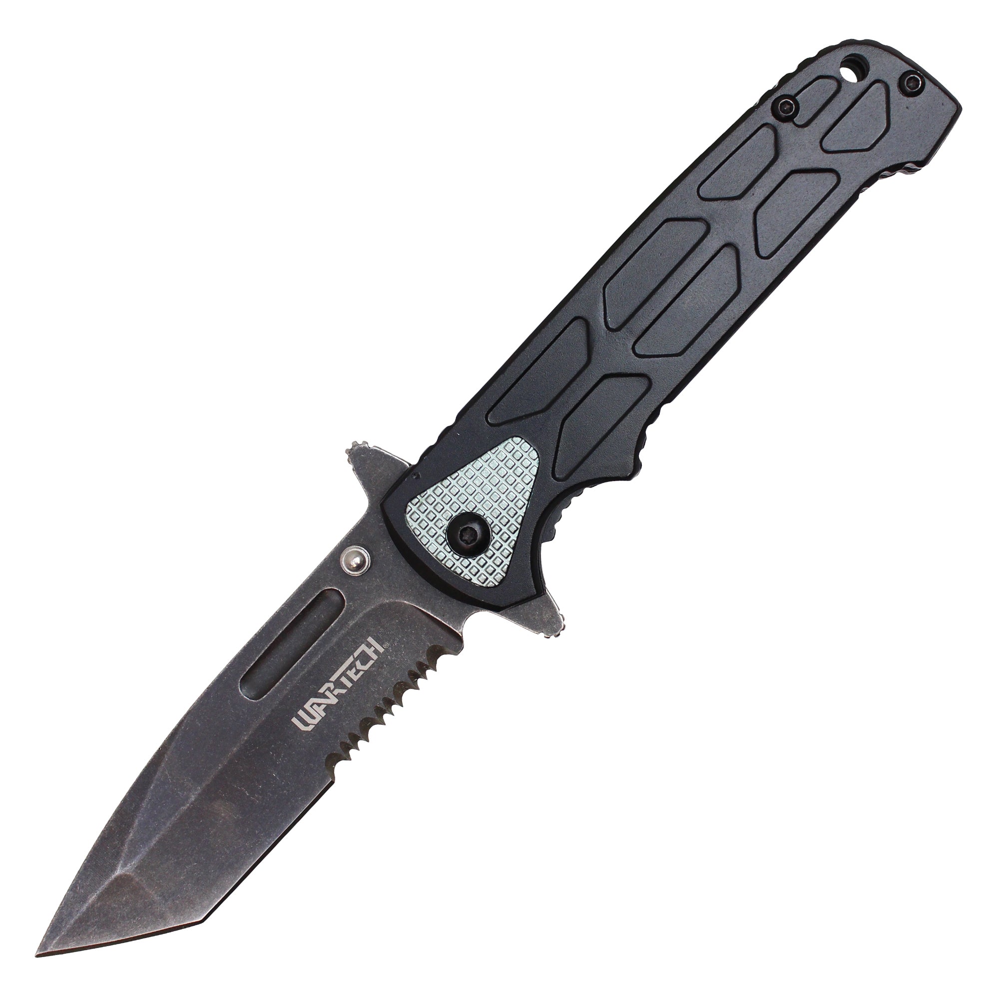 8" Black Pocket Knife w/ Stonewashed Blade – Neptune