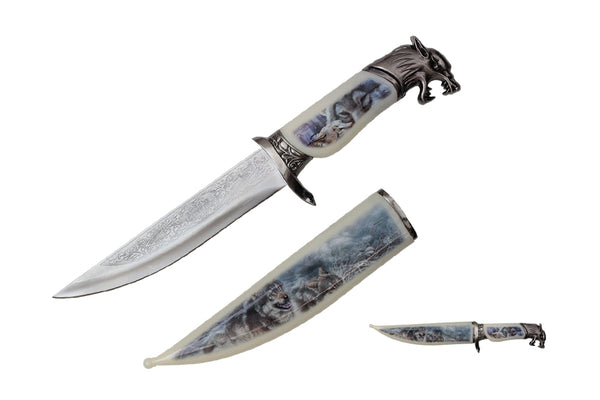 13 1/8" Dagger w/ Wolf Head Pommel, Includes Scabbard – Neptune